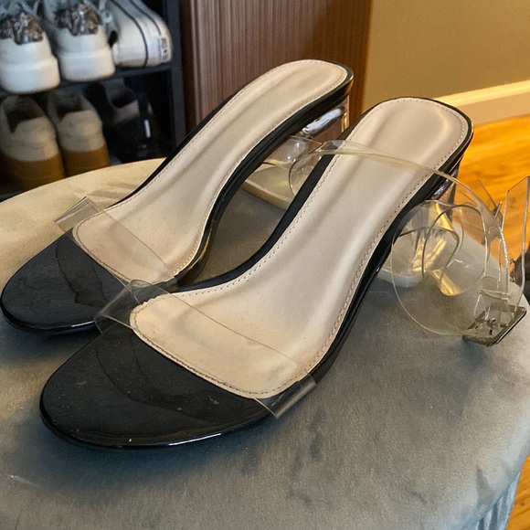 Shoes | Clear Sandals With Small Clear Block Heel | Poshmark